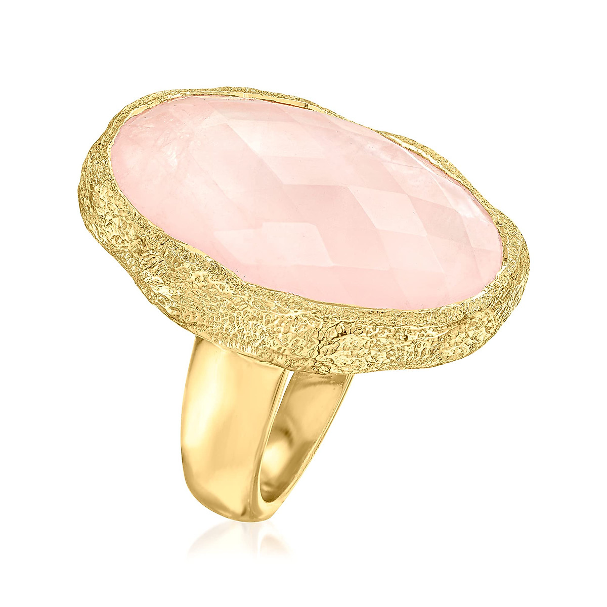 Ross-Simons 17.00 Carat Rose Quartz Ring in 18kt Gold Over Sterling. Size 8