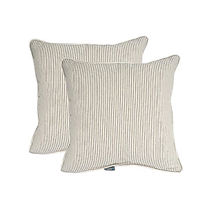 SUPMAISON Pack of 2 Decorative Indoor Outdoor Pillow 18" x 18" (Polyester, Veranda Stripe/Tan)