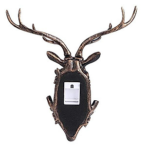 Fdit Stylish Resin Animal Shape Bathroom Wall Towel Hanging Hook Coat Hat Keys Hanger Deer Head Shape Home Decoration(Antique Gold)