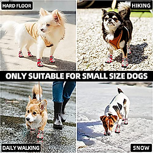 AOKOWN Dog Shoes Small Size Dogs, Waterproof Dog Shoes for Hot Pavement, Puppy Dog Boots & Paw Protectors, Dog Booties for Medium Dogs for Hardwood Floors Anti Slip 4PCS