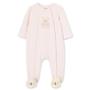Little Me Baby-Girls Sweet Bear Footie, Light Pink, Newborn
