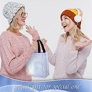 Iioscre 12 PCS Gift Bags with Handles, Iridescent Holographic Gift Bags Bulk, Reusable Gift Tote Bags Medium Size, Birthdays Gift Bags Goodie Bags, Party favor Bags for Weddings Christmas