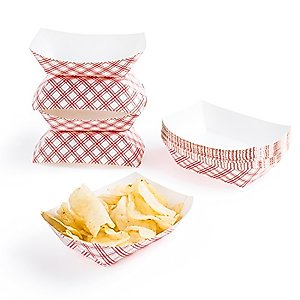 Super Z Outlet Disposable Paper Food Tray for Carnivals, Fairs, Festivals, and Picnics. Holds Nachos, Fries, Hot Corn Dogs, and More! - 2.5-Pound, 50-Pack