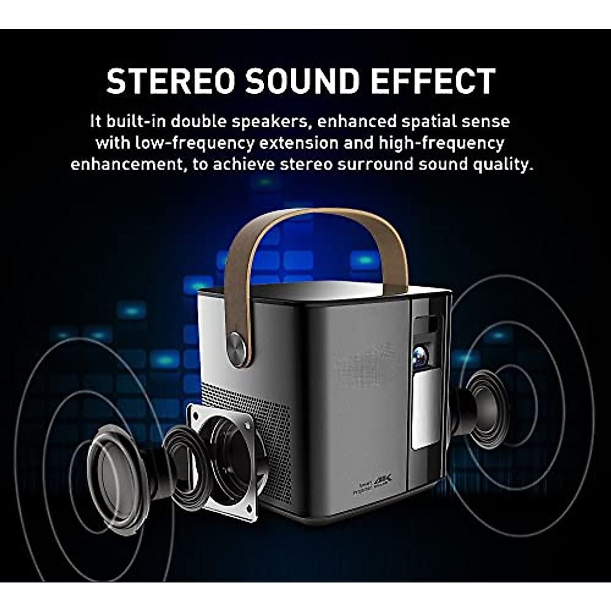 Thick Support 4K 3D Home Theater Projector 1080p Video Game Proyector Beamer with 12000 mAh Battery