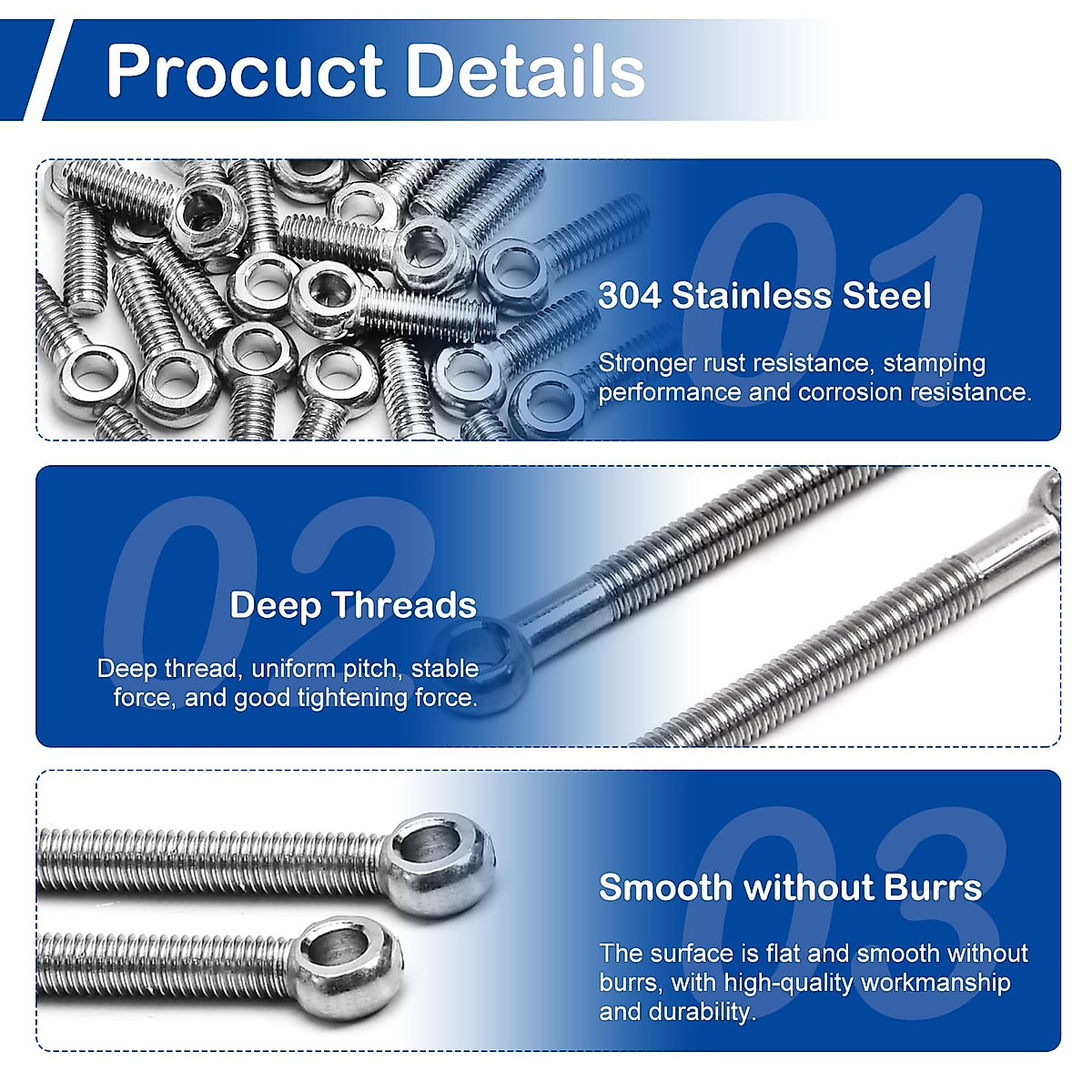 MroMax M14 x 80mm Machinery Shoulder Swing Lifting Eye Bolt 304 Stainless Steel Metric Thread 2pcs