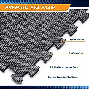 Marcy Interlocking Waterproof Flooring Mat for Exercise Equipment & Accessories MAT-20,Black