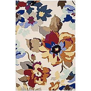 SAFAVIEH Four Seasons Collection 3'6" x 5'6" Ivory/Multi FRS509D Hand-Hooked Floral Area Rug