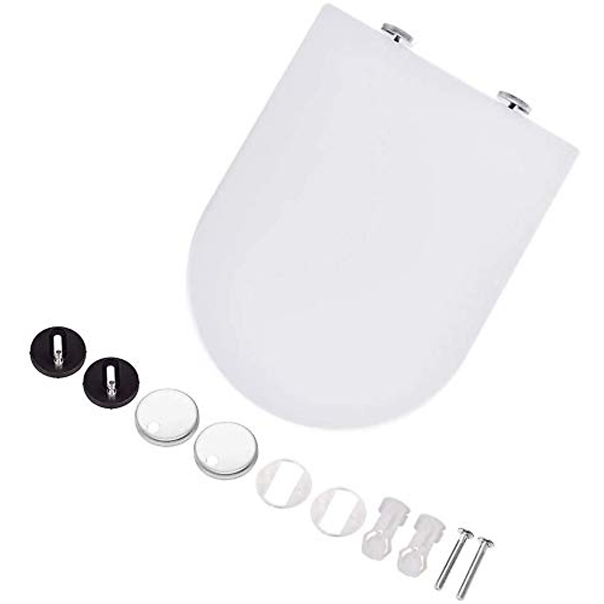 Toilet Seat will Slow Close Modern Lid Toilet Covers White D-Shape Easy Clean & Fix Adjustable Hinges Seat Quick Release Loo - Installation Tool fixtures Included