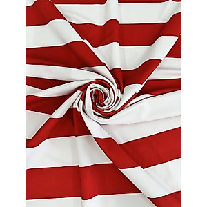 Stripe Print Premium Nylon Spandex Fabric - Ultra-Soft & Stretchy - Red and White - 4Way Stretch Fabric by The Yard - Perfect for Activewear and Swimsuit Fabric, and More -1 Yard - 58 Inch Width