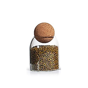 IVAILEX Glass Jars with Cork Lids, Candy Jar with Lid, Coffee jar for Counter, Cookie Jar with Airtight Lids, Clear Glass Jar for Candy, Tea, Coffee Bean, Sugar, Spices, Apothecary etc (450ml/15oz)