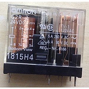 Omron G2R-2 DC24 PCB Relay, coil voltage 24VDC, DPDT 5A