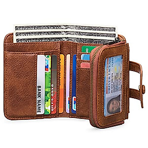GAEKEAO Leather Credit Card Holder Wallet for Women RFID Blocking Large Capacity Bifold Zipper Card Case Organizer with Wristlet 32 Slots