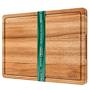 Luomal Large Acacia Wood Cutting Board 17x12in with Gift Box, Wooden Cutting Board for Kitchen, Charcuterie Board with Juice Groove, Chopping Board for Meat, Vegetables, Fruit and Cheese