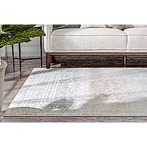 Well Woven Kensington Melange Blue Modern Oriental Medallion Vintage Distressed Area Rug 7'10" x 10'6"