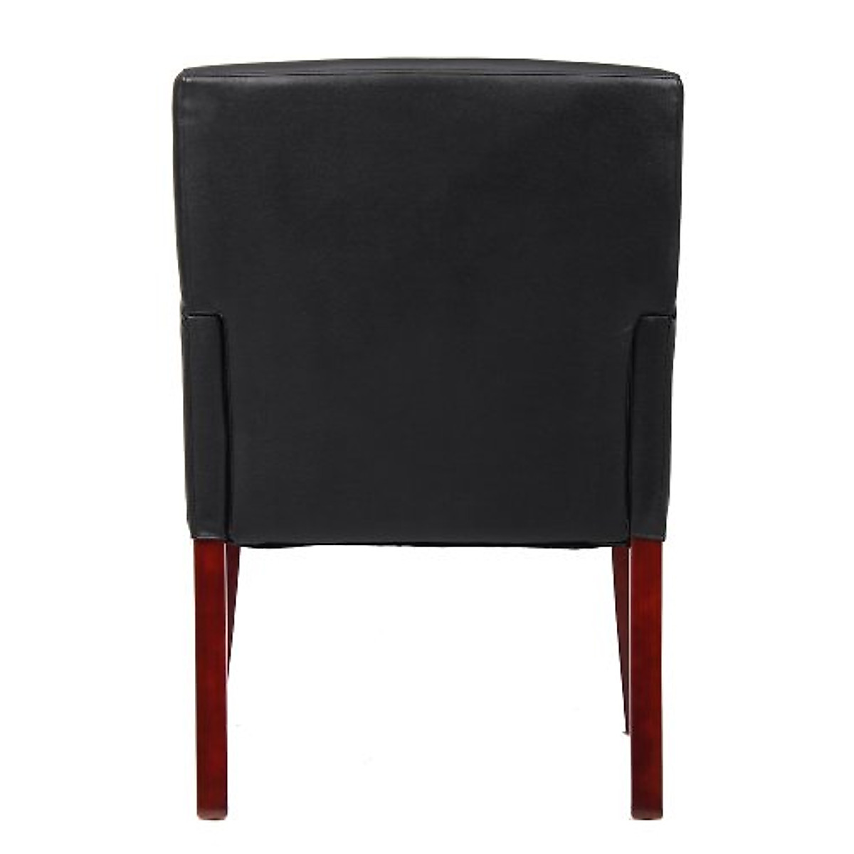 Boss Office Products Box Arm Guest Chair with Mahogany Finish in Black, 250