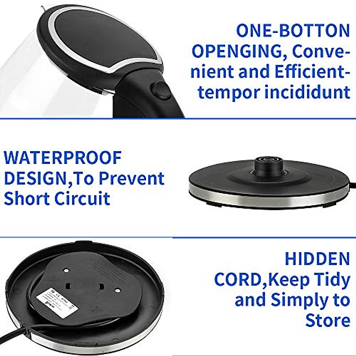 Electric Kettle with Glas,Electric Glass Kettle and Tea Maker with Temperature Controls 110V 1500W 1.8L Glass Electric Kettle with Filter, Stainless Steel Lid & Bottom