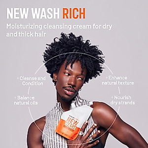 Hairstory New Wash Rich with Scalp Brush, Ultra-Moisturizing Cleansing Cream for Dry & Thick Hair, Shampoo & Conditioner Alternative, Restores Softness & Shine, 8oz