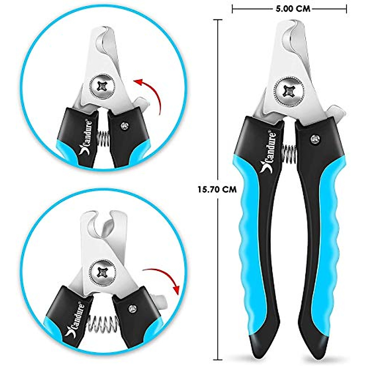 Candure Dog Nail Clippers Professional Pet Nail Clipper Suitable for Large to Medium Dogs, Cats, Rabbits and Guinea Pigs - Safety Lock/Protective Guard to Avoid Over Cutting