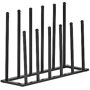 MyGift Modern Black Metal Boot Rack for Tall Boots Storage, Free Standing Entryway Walk-in-Closet Boot Organizer with 12 Long Posts, Holds 6 Pair