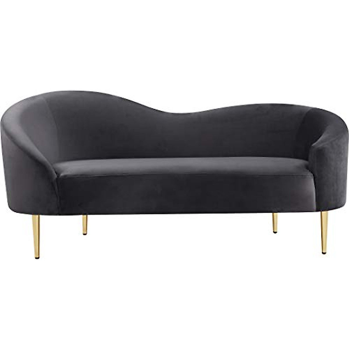Meridian Furniture Ritz Collection Modern | Contemporary Velvet Upholstered Loveseat with Sturdy Metal Legs in Rich Gold Finish, Grey, 67" W x 31.75" D x 30.5" H