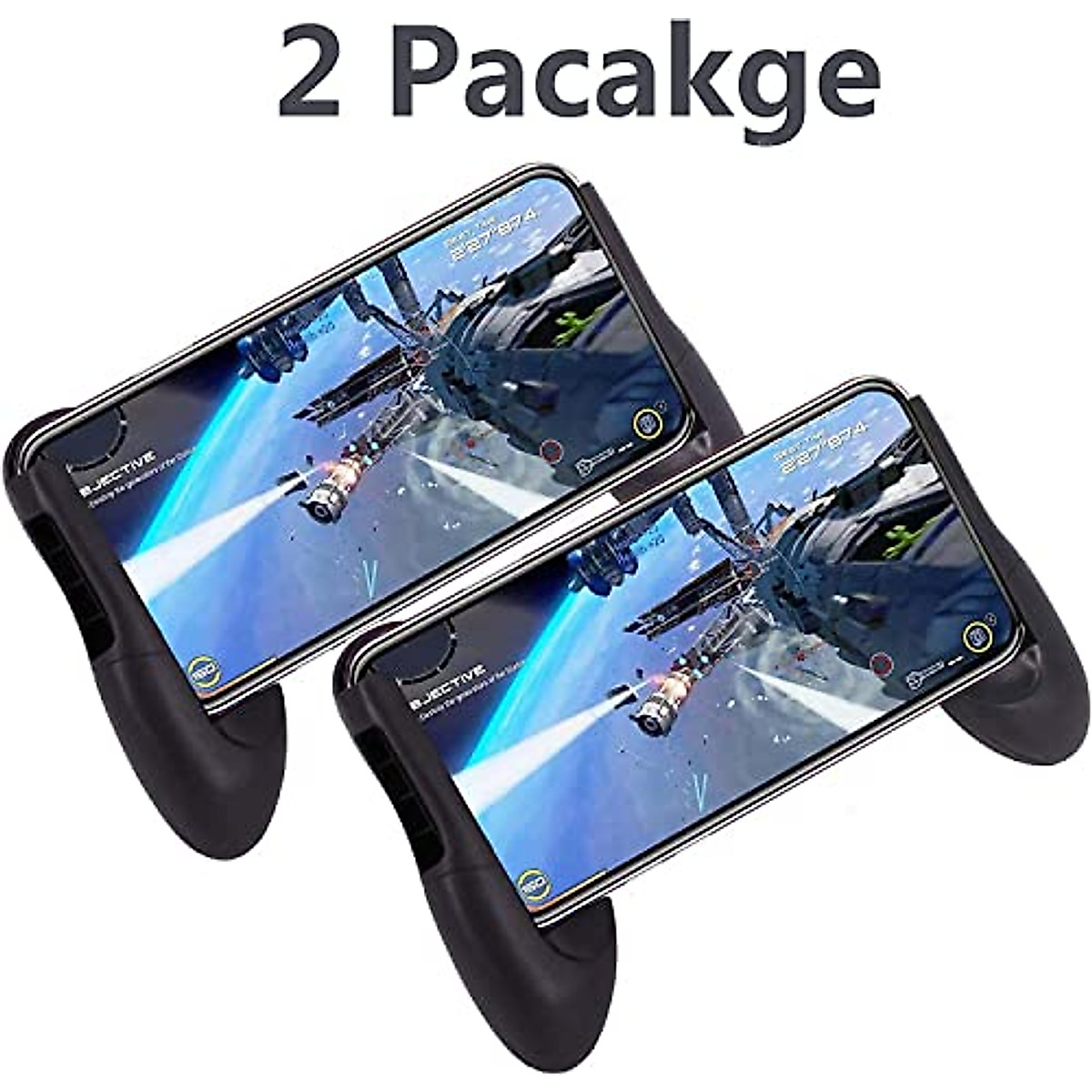 2pcs Game Clutch Universal Grip Adjustable Phones Mobile Controller Phone Game Grip Case Ergonomic Design Game Grip Handle Controller Stand Holder Joypad for iPhone 12/13/14 Pro Max/Galaxy S22/23