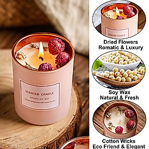 Lavender Scented Candles Pink Jars Soy Candles Aromatherapy Candle Novelty Birthday Gift for Men Candles Funny Candle Gifts with Dry Flower Gifts for Friend Gifts for Woman Girlfriend
