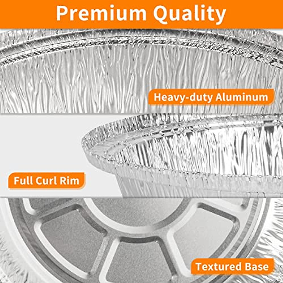 LUCKMETA 9'' Inch Round Tin Foil Pans Disposable Aluminum Pans with Clear Lids (60 Pack), Freezer & Oven Safe - For Baking, Cooking, Storage, Roasting, & Reheating, Recyclable, Pack of 60