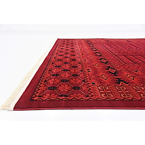 Unique Loom Tekke Collection Over-Dyed Saturated Traditional Torkaman Area Rug, 9 x 12 ft, Red/Black