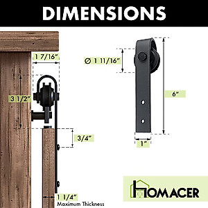 Homacer Mini Black Rustic Non-Bypass Sliding Barn Door Hardware Kit, for Two/Double Doors, 120-inch Long Flat Track, Classic Design Roller, Cabinet TV Stand Console Use…