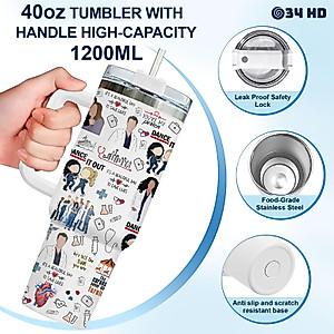 34HD Med Tv Show Lover Gifts, Show Tumbler with Handle and Straw, 40oz Stainless Steel Insulated Med School Student Coffee Mug, Unique Gifts for Doctor Nurse Appreciation