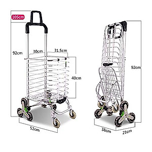 YGCBL Multifunction Portable Hand Trucks,Trolleyshopping Trolley Foldable Dual Use Aluminum Alloy Climbing Shopping Cart 8 Rounds Crystal Wheel, Load 35 Kg, 2 Styles,Blue-B