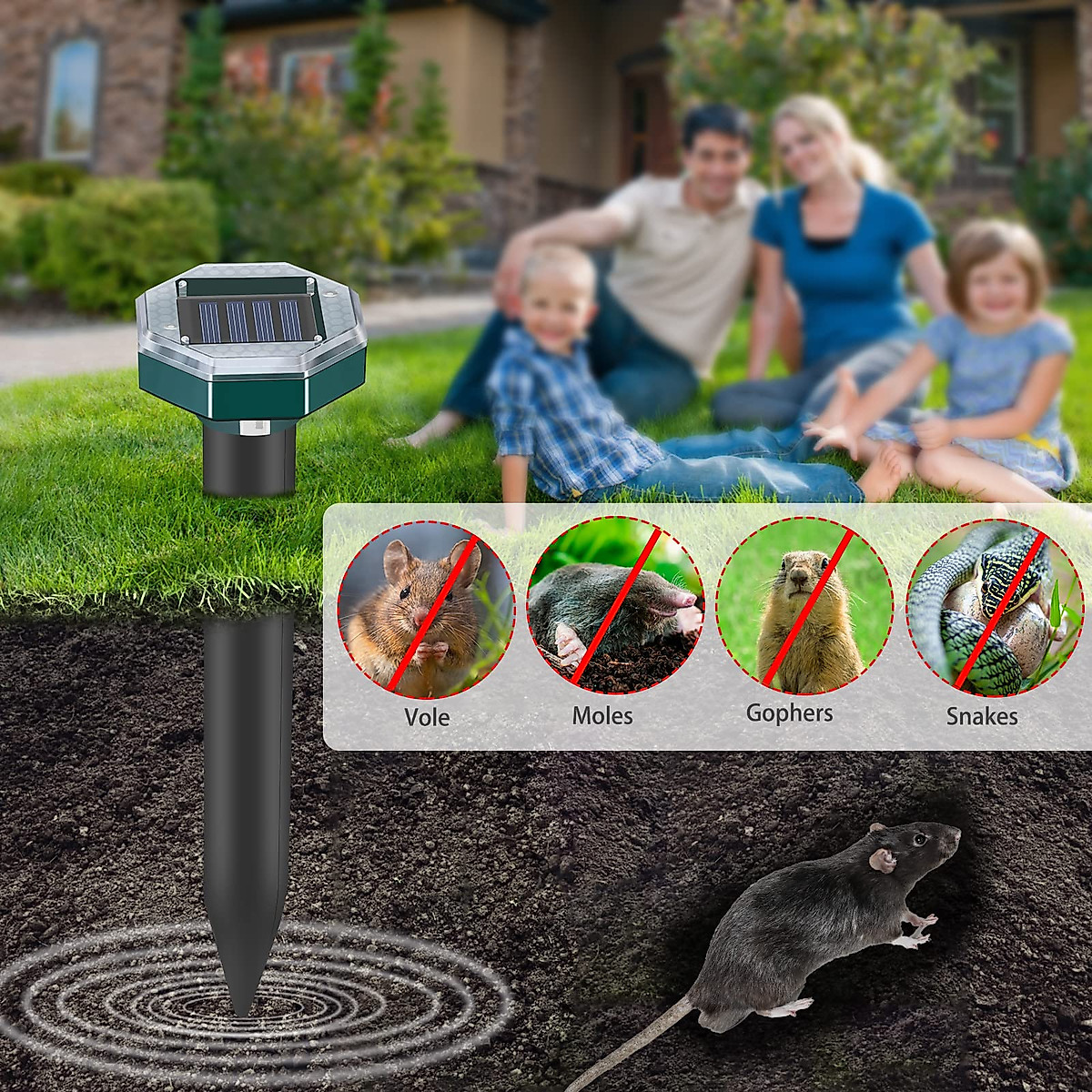 ELIOELIO Mole Solar Powered 8 Pack Sonic Groundhog Vole Snake Gopher Deterrent for Lawn Garden Outdoor Chipmunk
