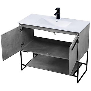 Elegant Decor Gerard 40" Single Porcelain Top Bathroom Vanity in Concrete Gray