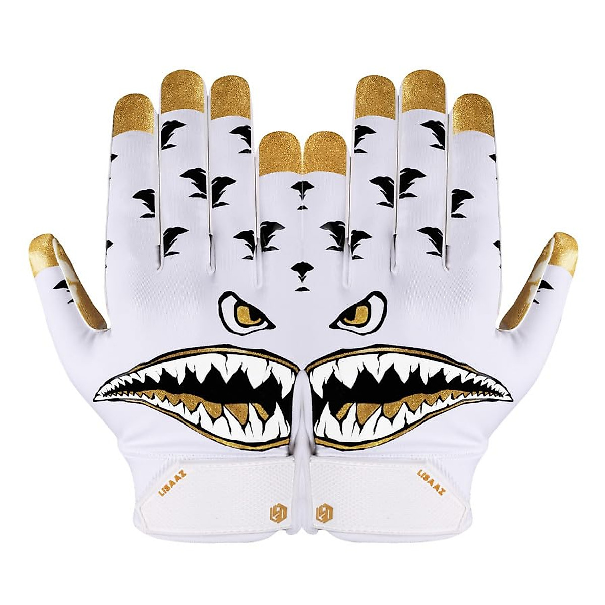 LISAAZ Limited Edition Shark Football Gloves Skin Fit Youth Football Gloves Tacky Football Gloves Men| Football Gloves for Kids 8-12 Receiver Gloves Adult/Football Gloves Youth
