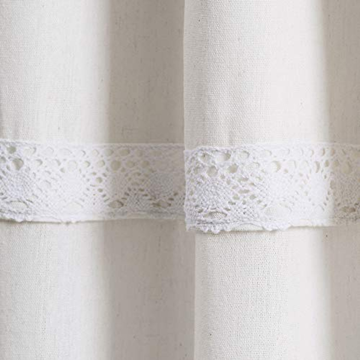 Lush Decor, Light Linen Lace Window Curtain Panel Pair, 84" x 38", 84 in x 38