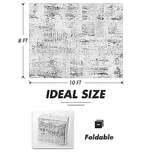 RESARE Modern Abstract Area Rugs 8x10 Distressed Rug Machine Washable, Ideal Home Decor, Gray