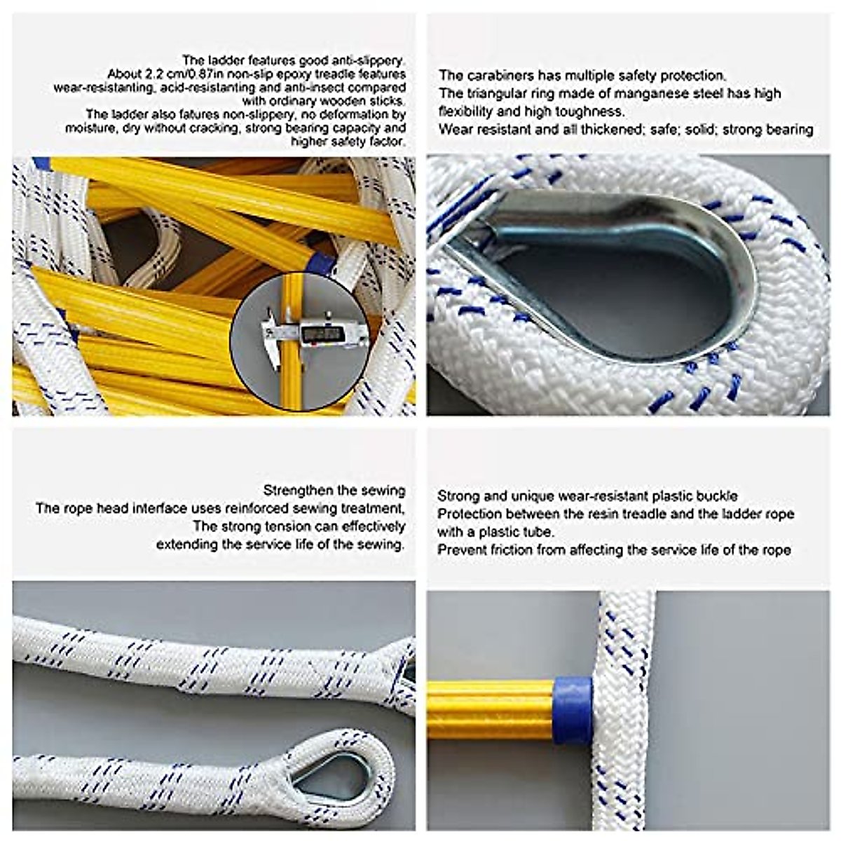 WSYZHL Escape Rope Ladder Emergency Fire Escape Ladders with Hooks Flame Resistant Safety Rope Ladder 2-9 Storey Fast to Deploy Easy to Use, 3/5/8/10/20/30M