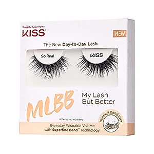 KISS MLBB My Lash But Better Everyday Wearable Volume False Eyelashes with Superfine Band Technology, Easy To Apply, Reusable, Cruelty-Free, Contact Lens Friendly, Style So Real, 1 Pair