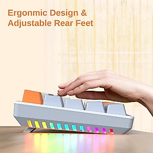 60% Keyboard Mechanical, Mini Wired Gaming Keyboard Compact 60 Percent Keyboard, RGB Backlit Hot-Swappable Red Switch Fully Programmable for Windows Laptop PC Mac,K642WGO White-Gray