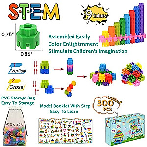 Kids Toys Interlocking Learning Set, STEM Construction Set - Ages 3+ STEM Toys 300 Pcs - 9 Colors