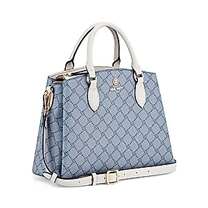 NINE WEST Zenith Small Triple Compartment Satchel Crossbody, Chambray Logo/Milk