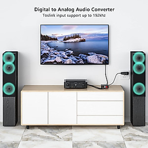 DAC 192KHz Digital to Analog Audio Converter, Optical to RCA Adapter with Optical Coaxial Cable, Toslink Optical to 3.5mm Adapter for PS4 HD DVD Home Cinema Systems