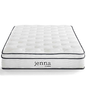 Modway Jenna 8” Innerspring and Memory Foam Narrow Twin Mattress With Individually Encased Coils White