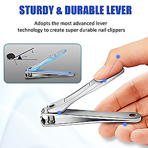 Nail Clippers Set for Fingernail Toenail - DR. MODE Large & Small 2 Pack Professional Stainless Steel Toe Nail Cutter, Sharp Travel Finger Nail Clippers Kit with Case Gifts for Him Men Women