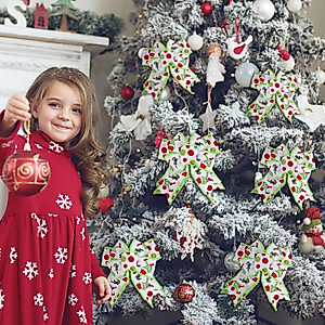 AnyDesign Christmas Wired Edge Ribbon Rolls 2.5 Inch 24 Yards Christmas Craft Fabric Ribbon Cartoon Character Stripe Dot Gift Wrapping Ribbon for Xmas Tree Wreath Bow DIY Craft Decoration, 4 Rolls