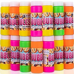 ArtCreativity Bubble Blower Bottles with Wand (48Packs), Bubbles Bulk for Birthday Party Favors, Bubble Toys for Kids, Outdoor Summer Fun - 3.5 Inch, 2oz of Bubble Solution, Assorted Colors