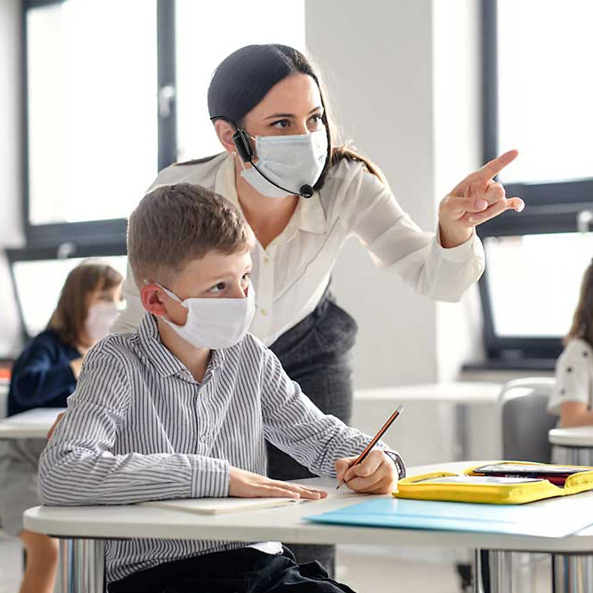 Wireless Microphone Headset, UHF Wireless Headset Mic System, 160 ft Range, Headset Mic And Handheld Mic 2 In 1, 1/8''&1/4'' Plug, For Speakers, Voice Amplifier, Pa System(Incompatible Phone, Laptop)