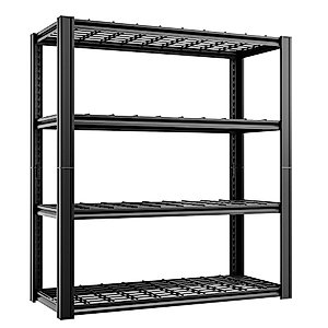 CYNNDA 4-Tier 40" W x 19.7" D x 60" H Garage Shelf Heavy Duty Metal Garage Shelving Load 2200LBS Utility Shelves Industrial Rack Adjustable Shelves for Garages Basement Storage Shelves (Black)