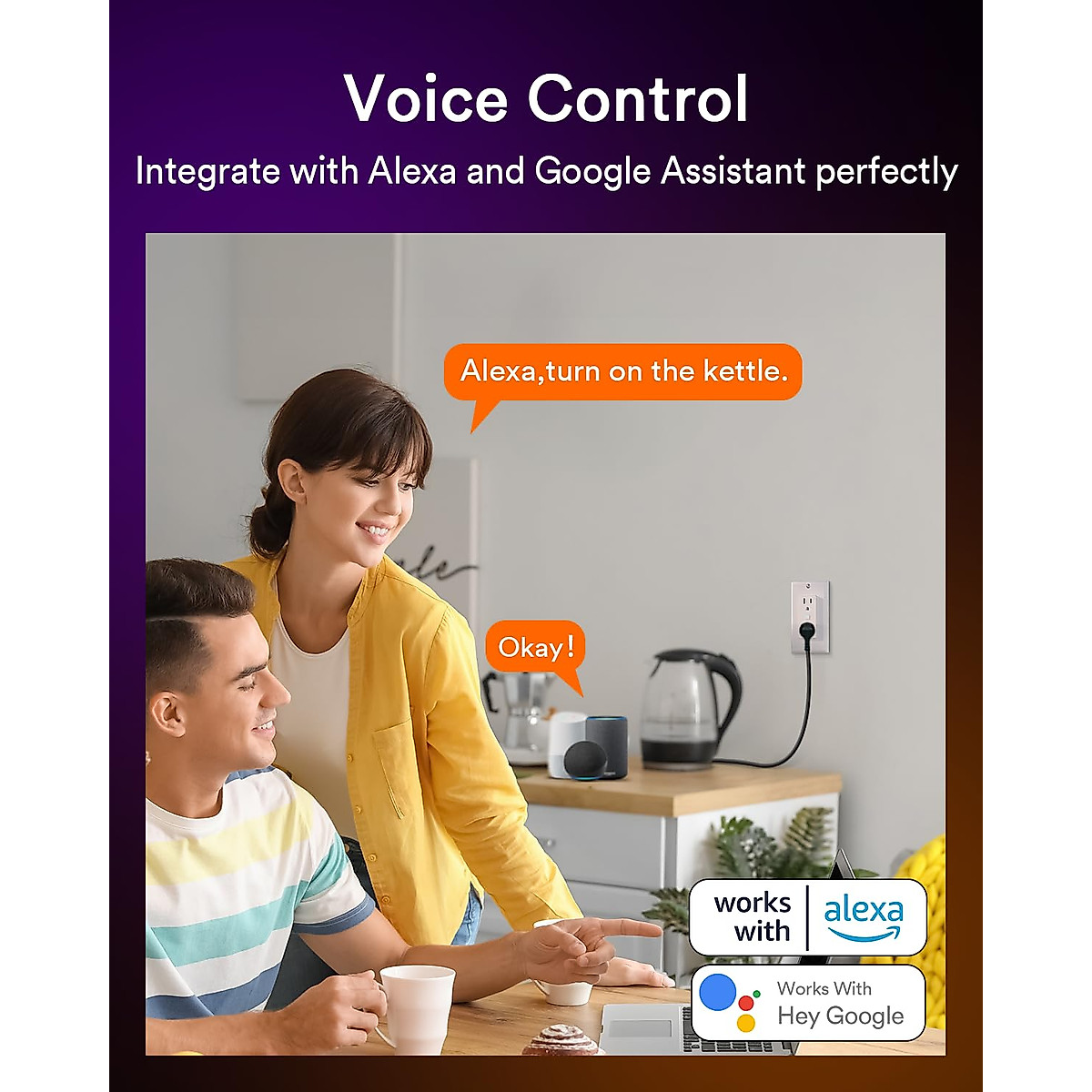 ANGELHALO Smart in-Wall Outlet with 2 Individually Controlled Ports, 2.4 GHz Wi-Fi Electrical Duplex Outlets, Compatible with Alexa,15 Amp, Tamper Resistant Receptacle Plug, No Hub Required, -4 Pack