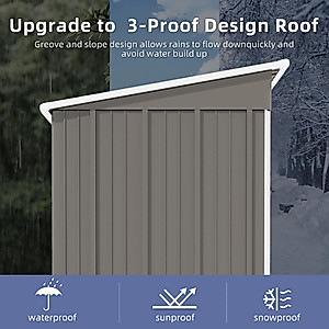 5X3 FT Outdoor Storage Shed, Waterproof Metal Garden Sheds with Lockable Door, Steel Tool Storage Buildings Shed & Outdoor Storage House for Garden, Backyard, Patio, Lawn, Trash Cans(Gray)